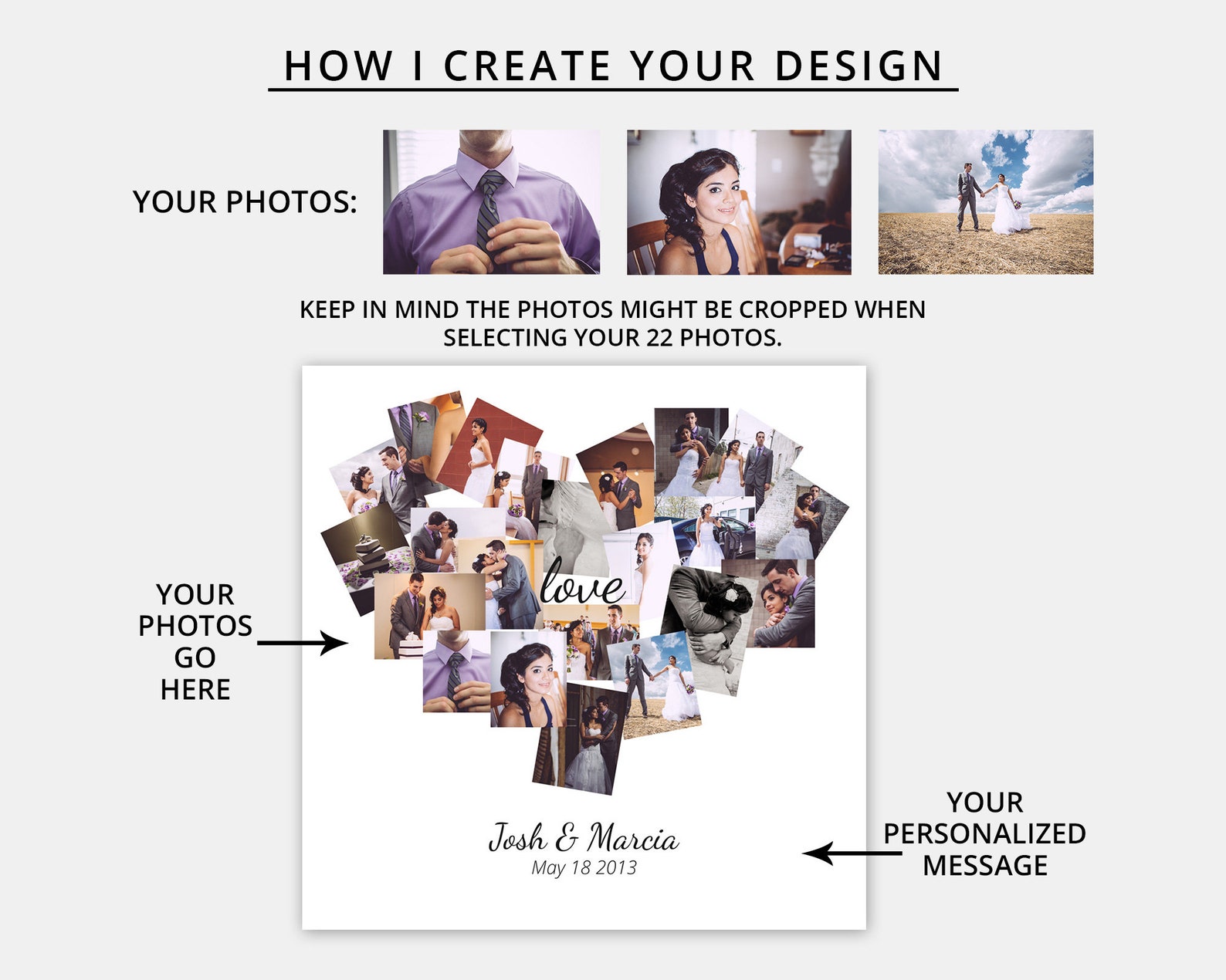 Custom Heart Photo Collage Personalized Photo Collage - Etsy Canada