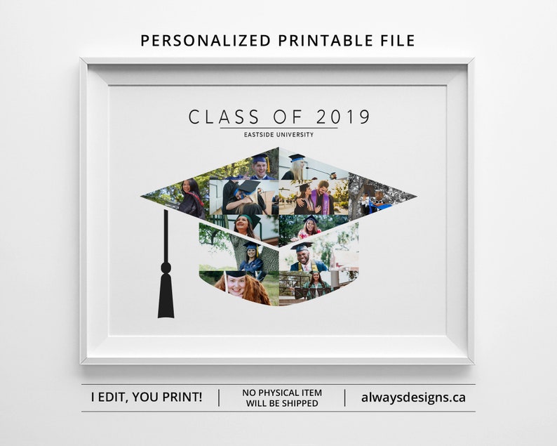 Graduation Photo Collage Graduation Cap Personalized Gift | Etsy