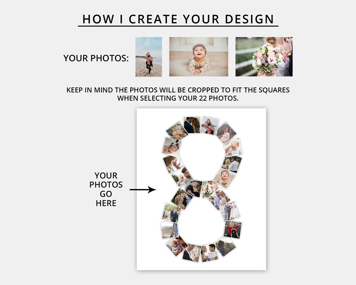 8th Birthday Photo Collage 8th Anniversary Photo Collage | Etsy