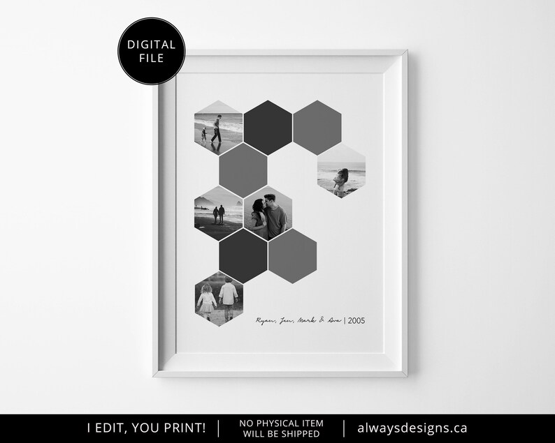 Hexagon Photo Collage Hexagon Art Hexagon Printable - Etsy