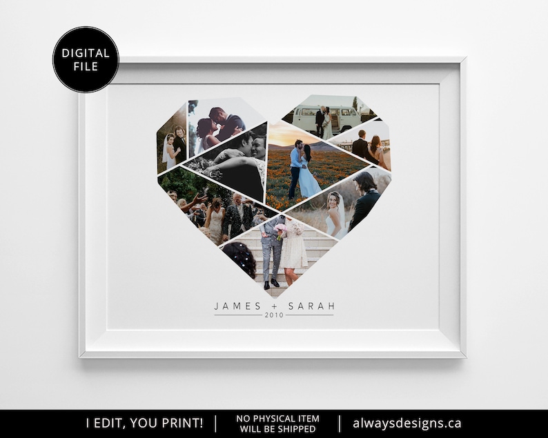 Geometric Heart Art Custom Heart Collage Photo Collage - Etsy