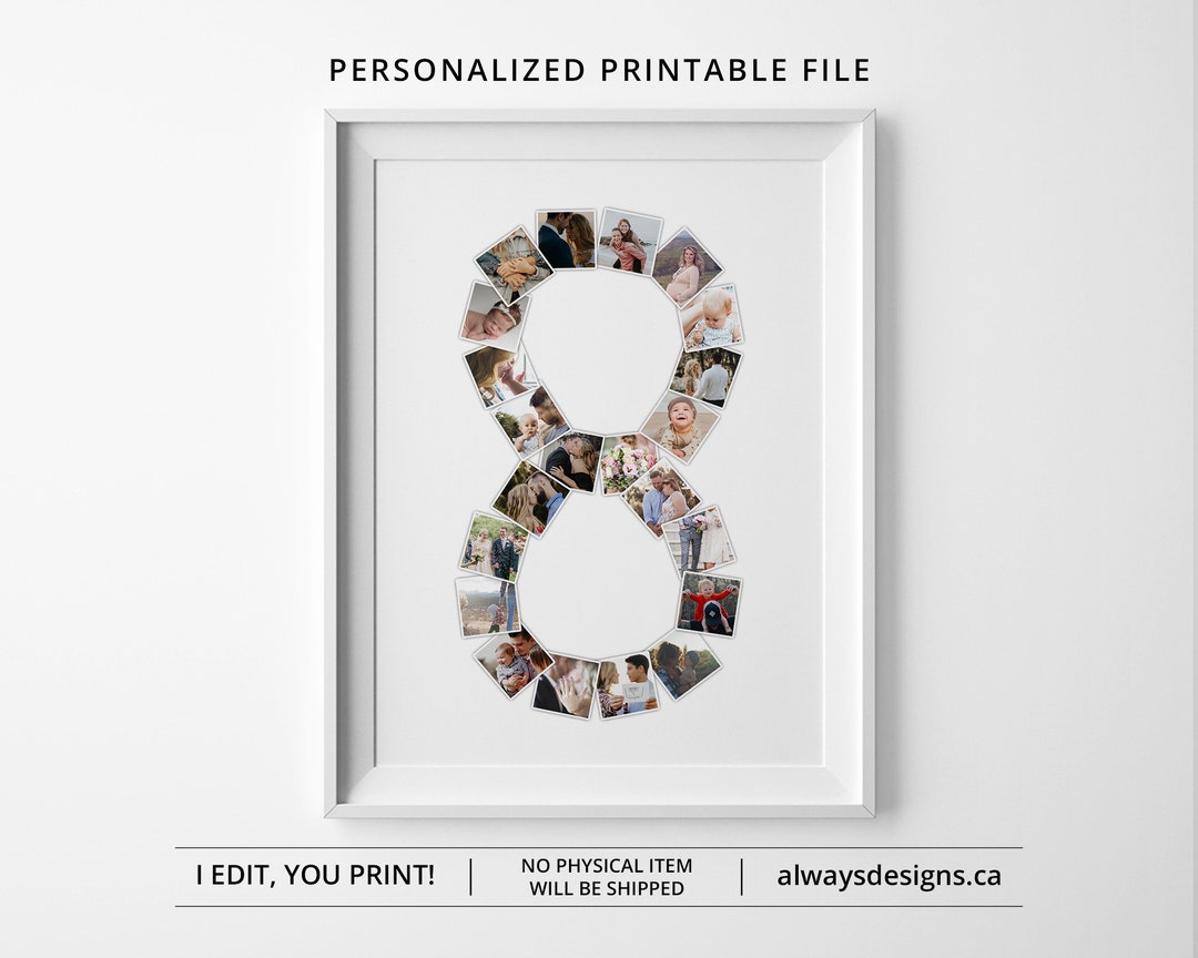 8th Birthday Photo Collage, 8th Anniversary Photo Collage, Eighth ...