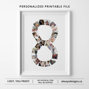 8th Birthday Photo Collage, 8th Anniversary Photo Collage, Eighth ...