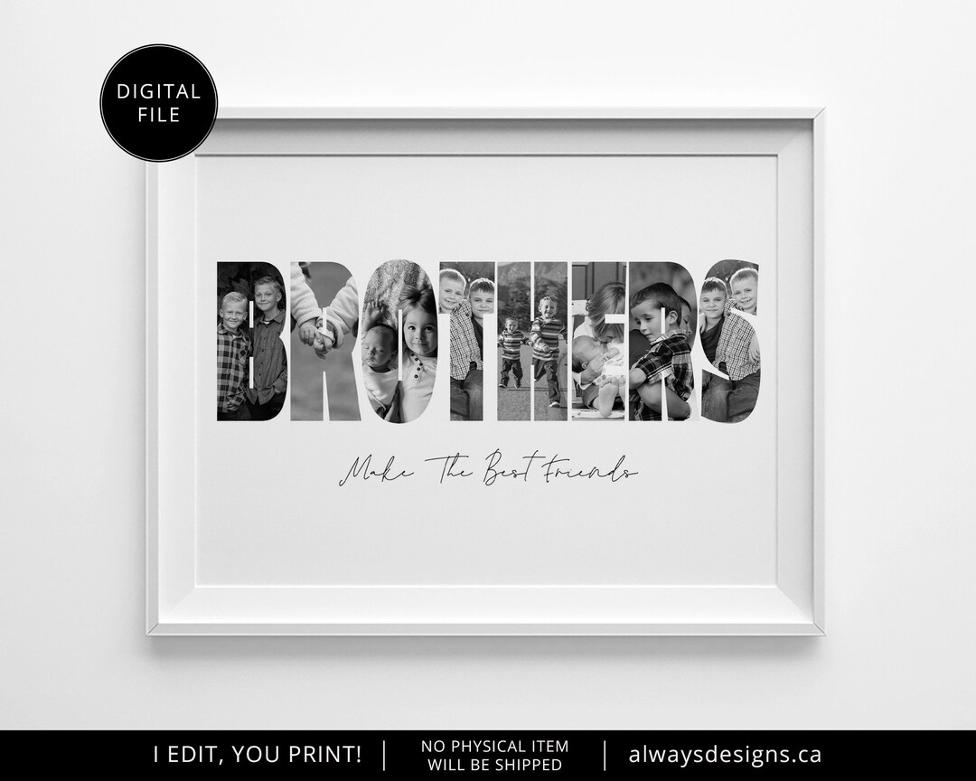 Personalized Brothers Photo Collage, Brothers Picture Collage, Brother ...