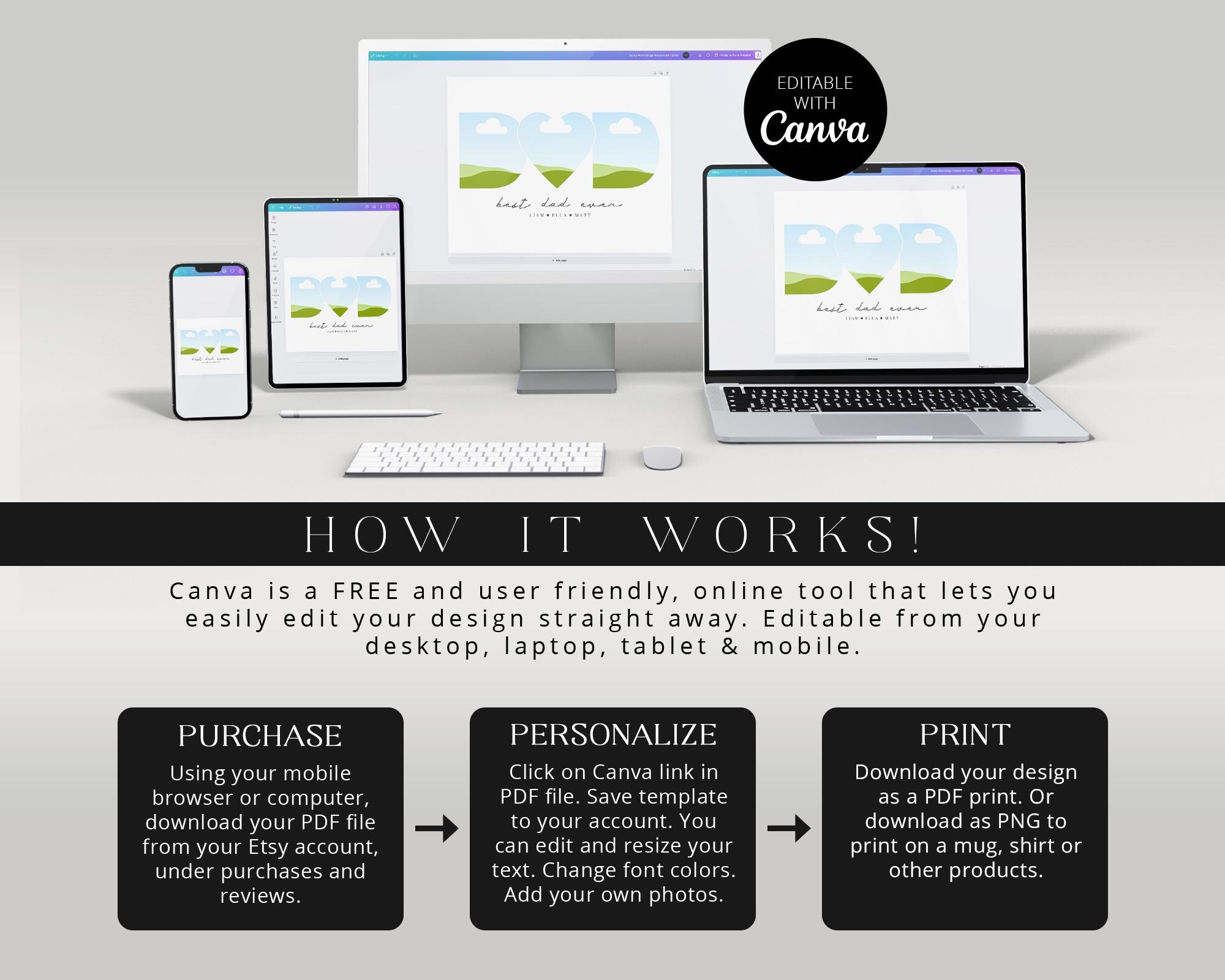 Personalized DADA Photo Collage Canva Template, Printable First Time ...