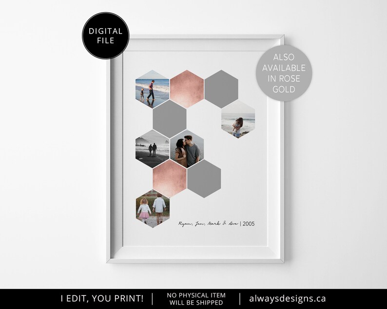 Hexagon Photo Collage Hexagon Art Hexagon Printable - Etsy