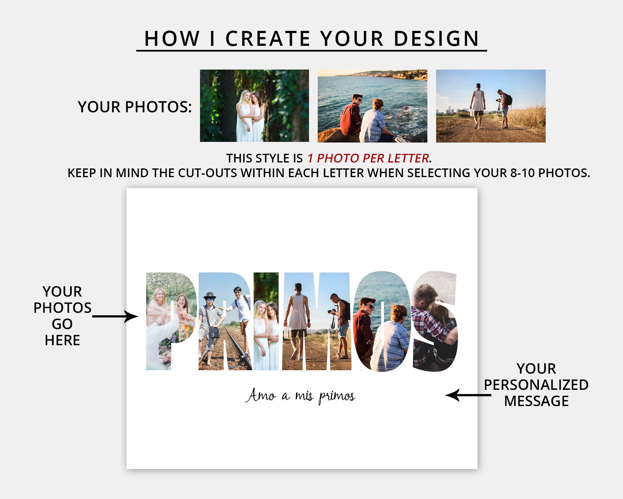 Primos Photo Collage Cousins Picture Collage Cousin Gifts | Etsy