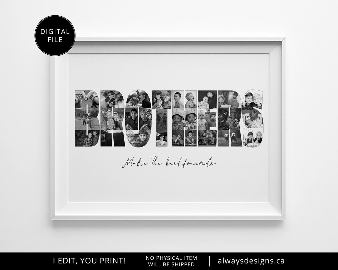 Personalized Brothers Photo Collage, Brothers Picture Collage, Brother ...