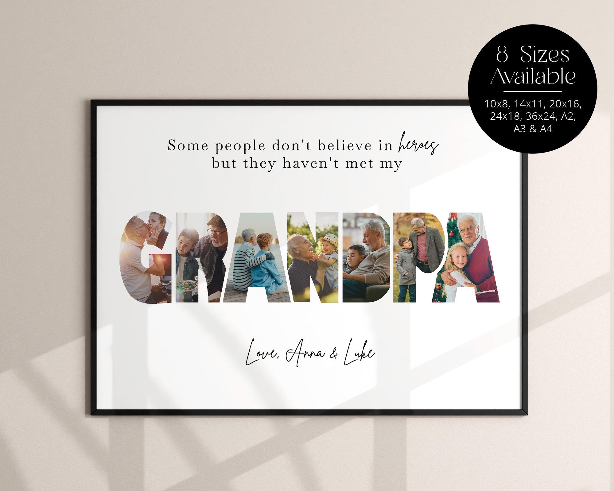 Custom Grandpa Photo Collage Canva Template, Personalized Gift for ...