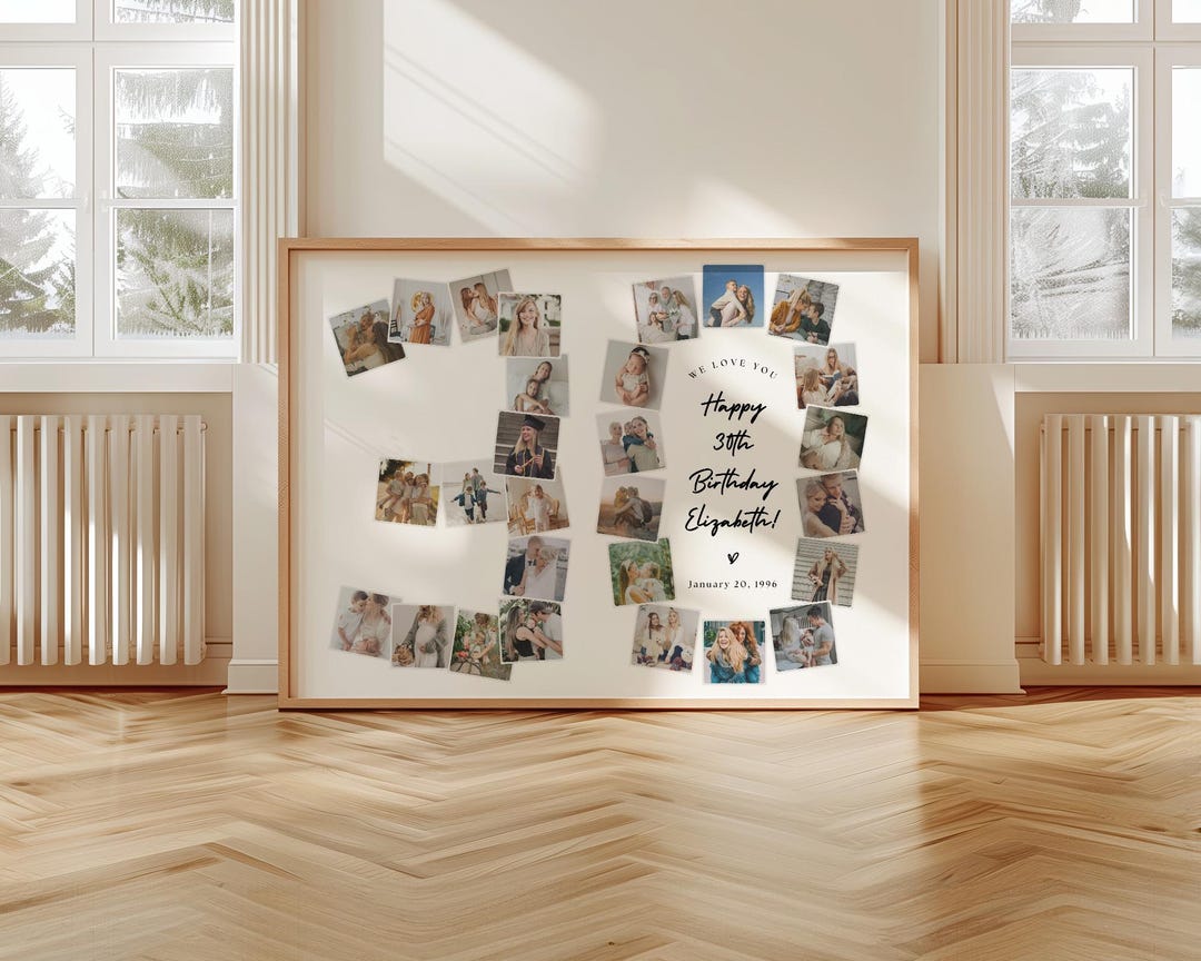 30th Birthday Photo Collage Template, Personalized Thirtieth Birthday ...