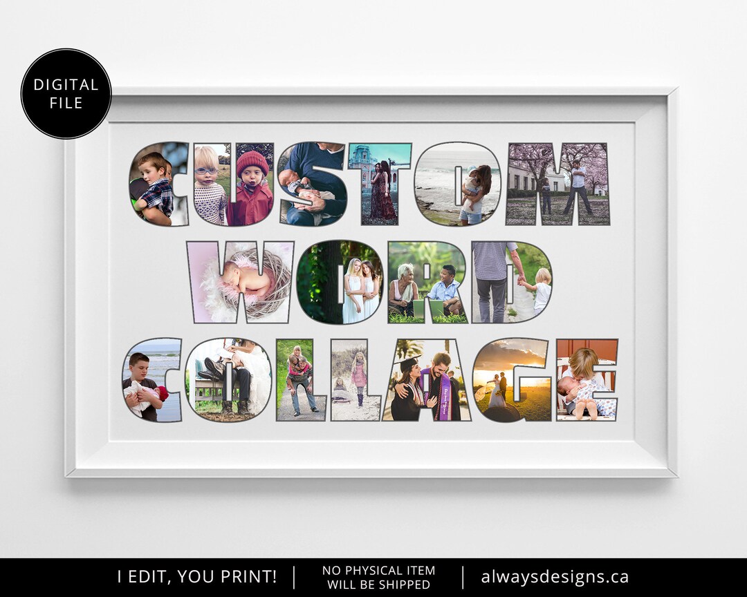 Personalized Word Photo Collage, Custom Picture Collage, Personalised ...