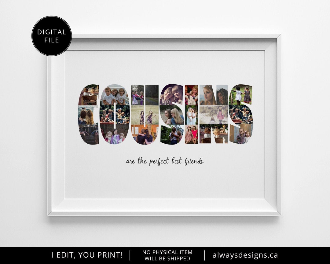 Cousins Photo Collage, Cousins Picture Collage, Cousin Gifts, Cousins ...