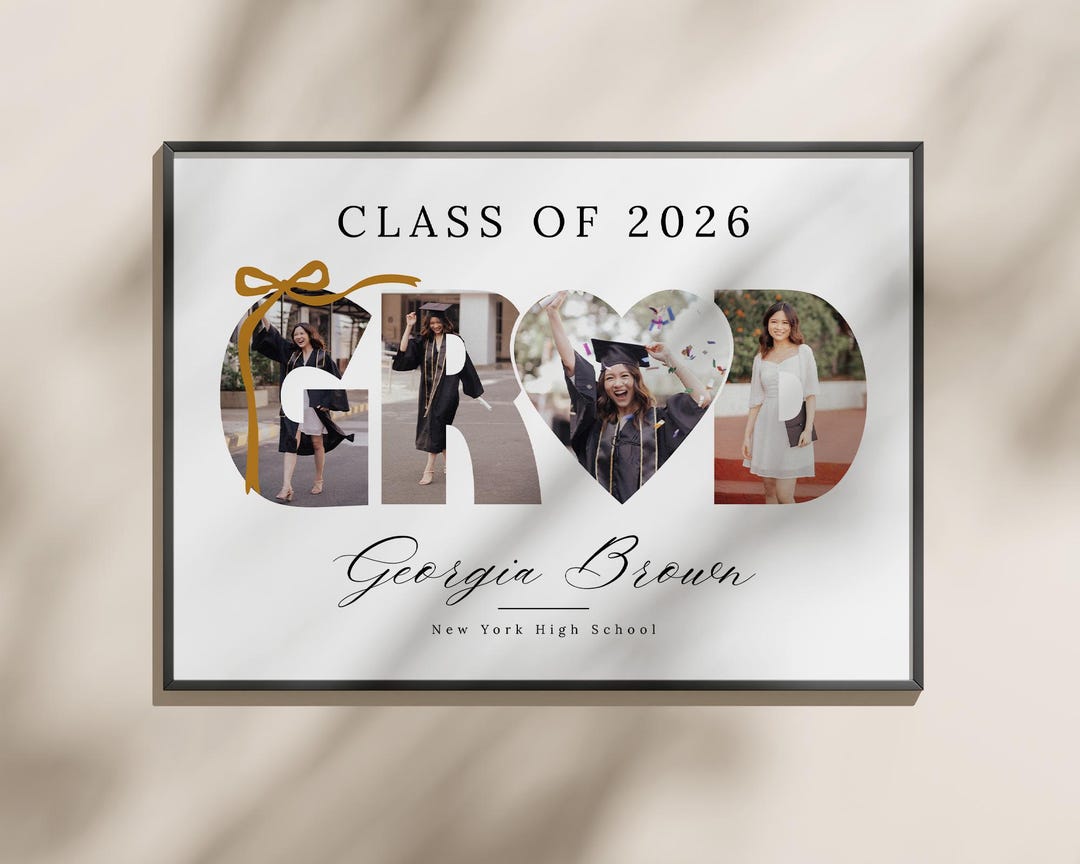 Graduation Photo Collage Canva Template, Personalized Class of 2026 ...