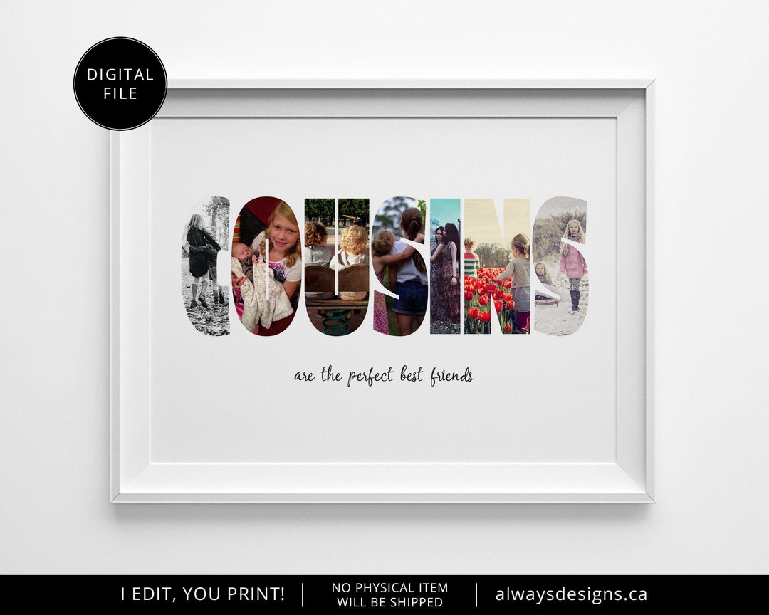 Cousins Photo Collage, Cousins Picture Collage, Cousin Gifts, Cousins ...