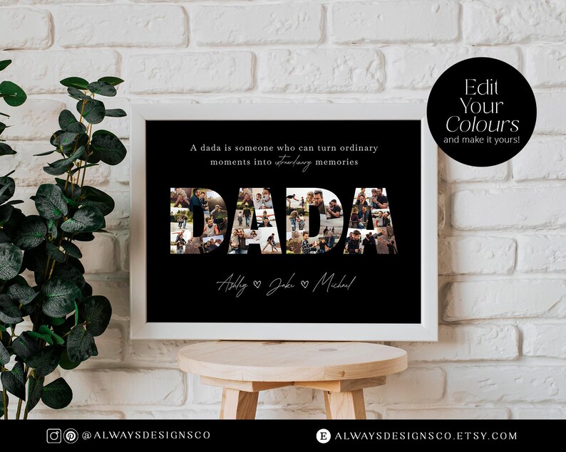 Personalized DADA Photo Collage Canva Template, Printable First Time ...
