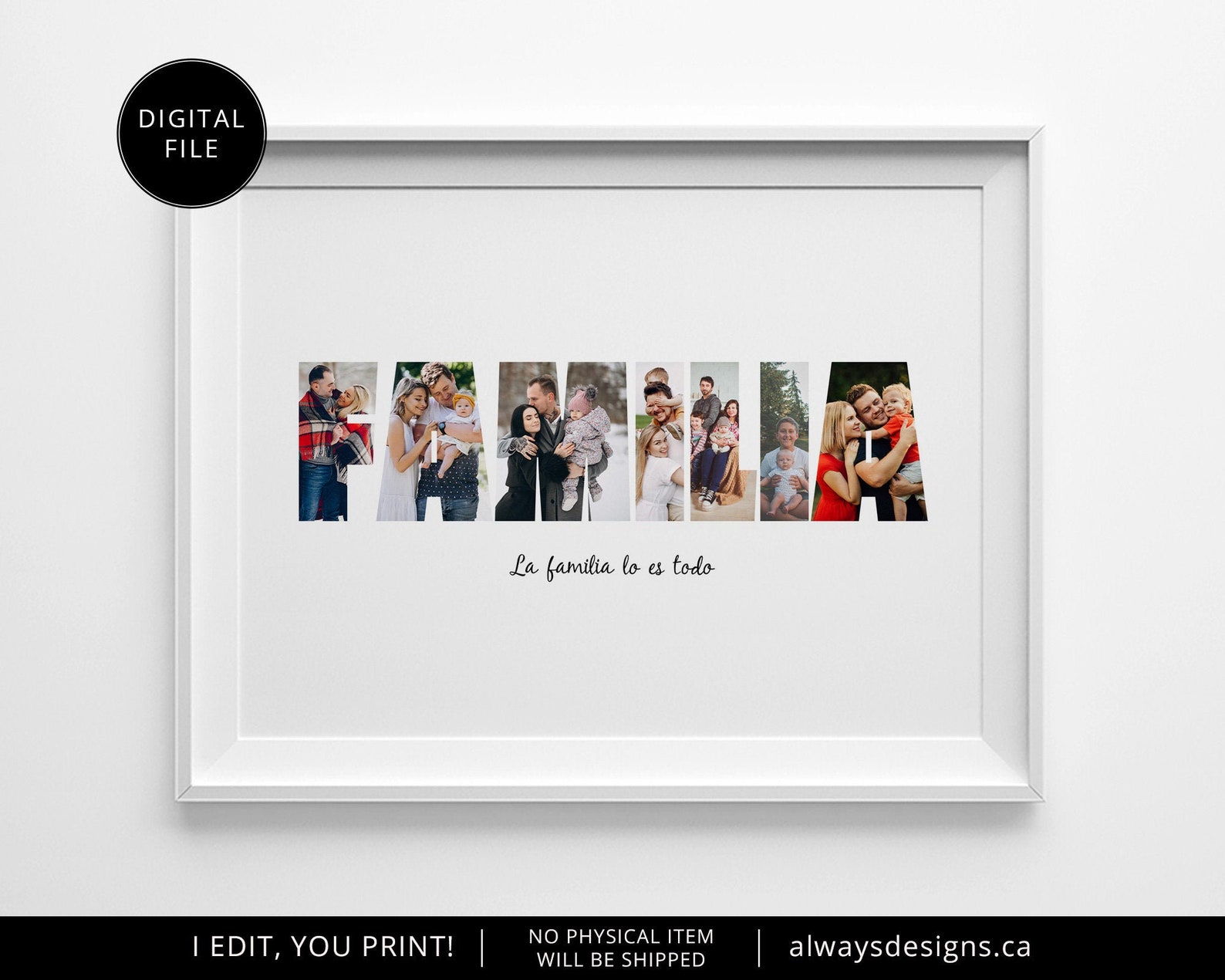 PRINTABLE Familia Photo Collage Family Picture Collage - Etsy