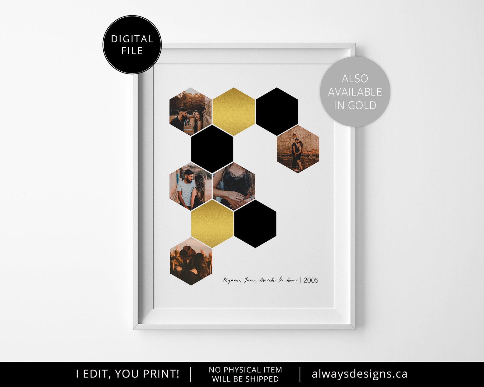 Hexagon Photo Collage Hexagon Art Hexagon Printable - Etsy