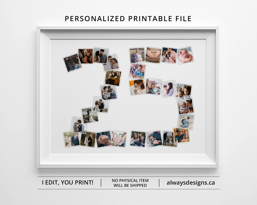 25th Birthday Photo Collage, 25th Anniversary Photo Collage, Twenty ...