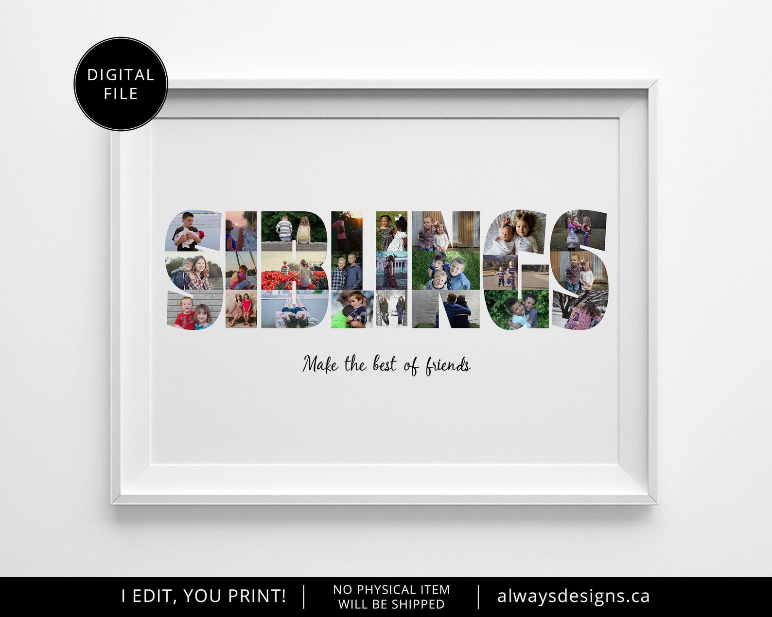 Custom Siblings Photo Collage Personalized Picture Collage | Etsy