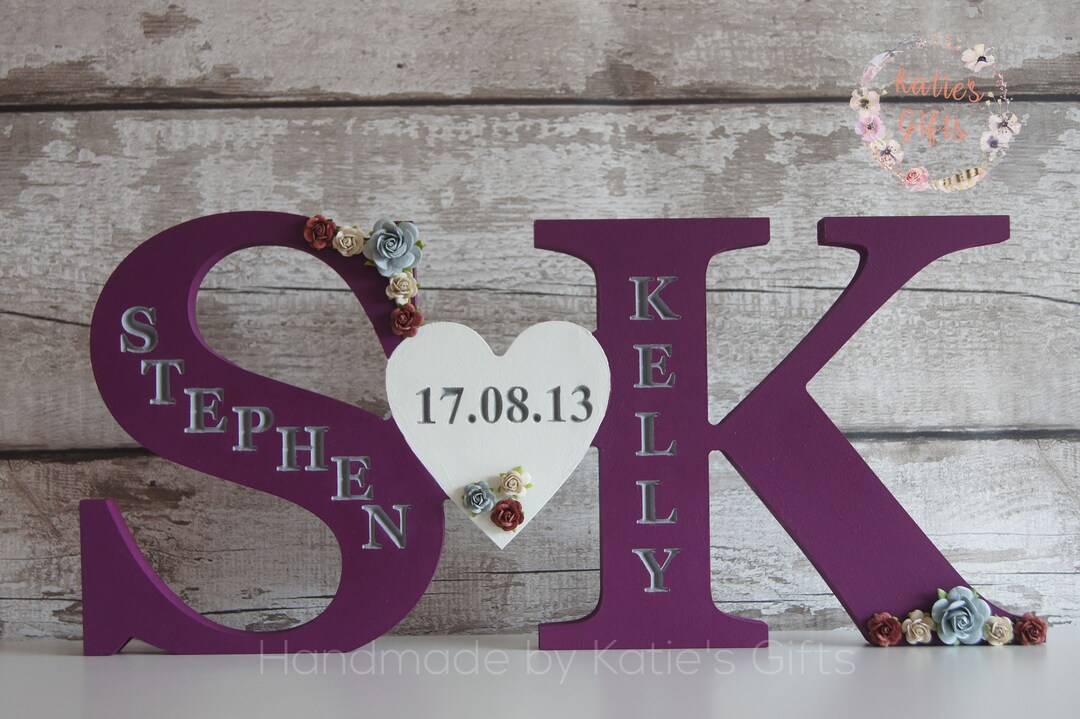 Freestanding Wooden Initials, Joint Letters, Wedding Gift, Wedding ...