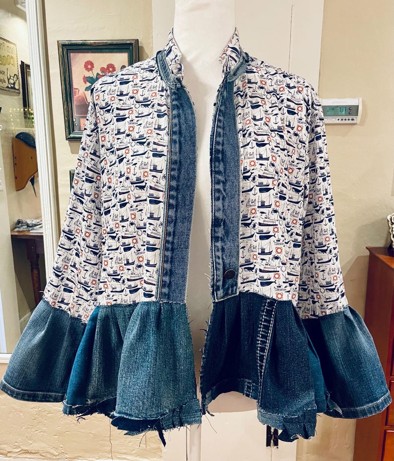 Upcycled Nautical Jacket With a Whale Applique. - Etsy