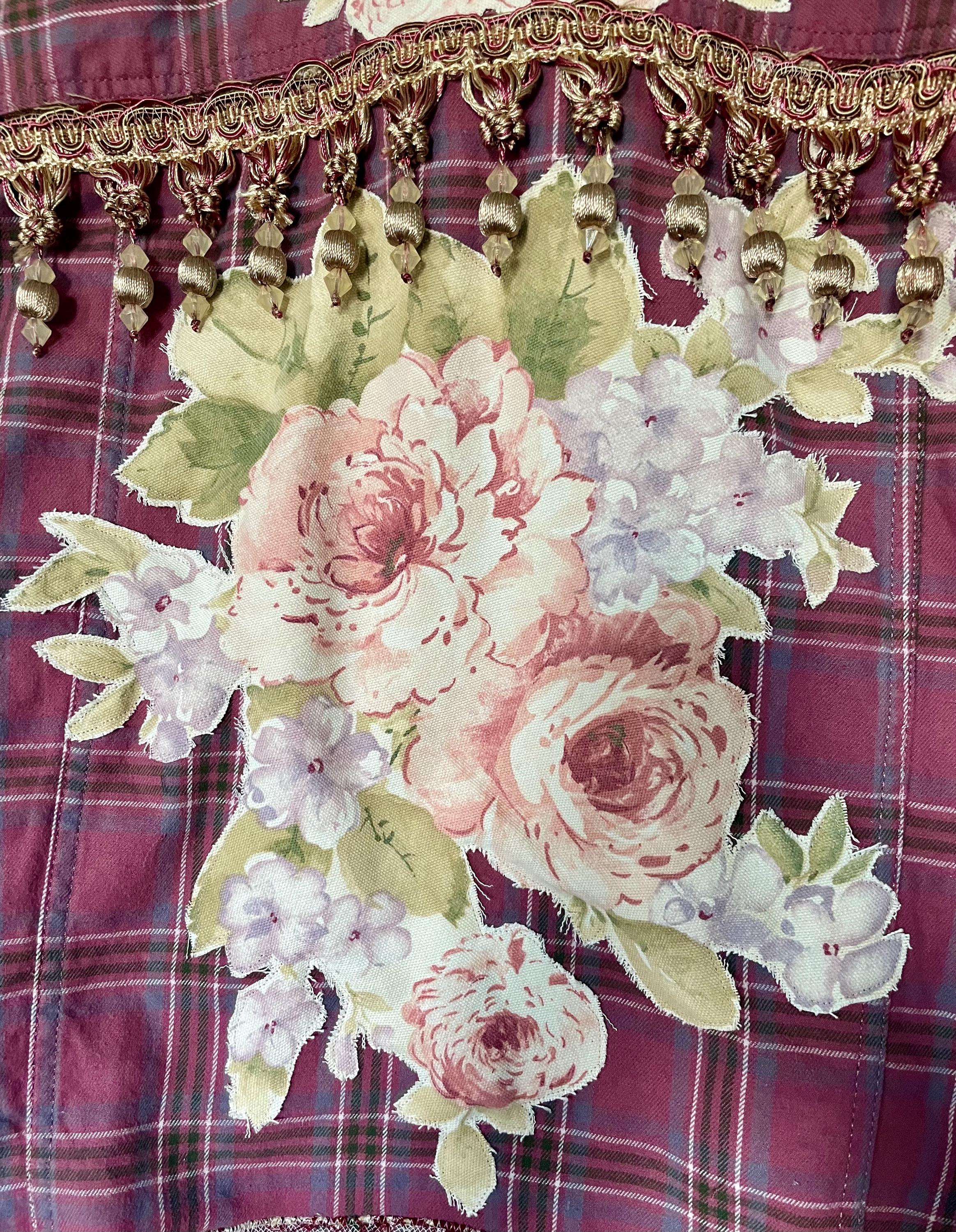 Upcycled Plaid Floral Fringed Flannel Shirt/jacket - Etsy