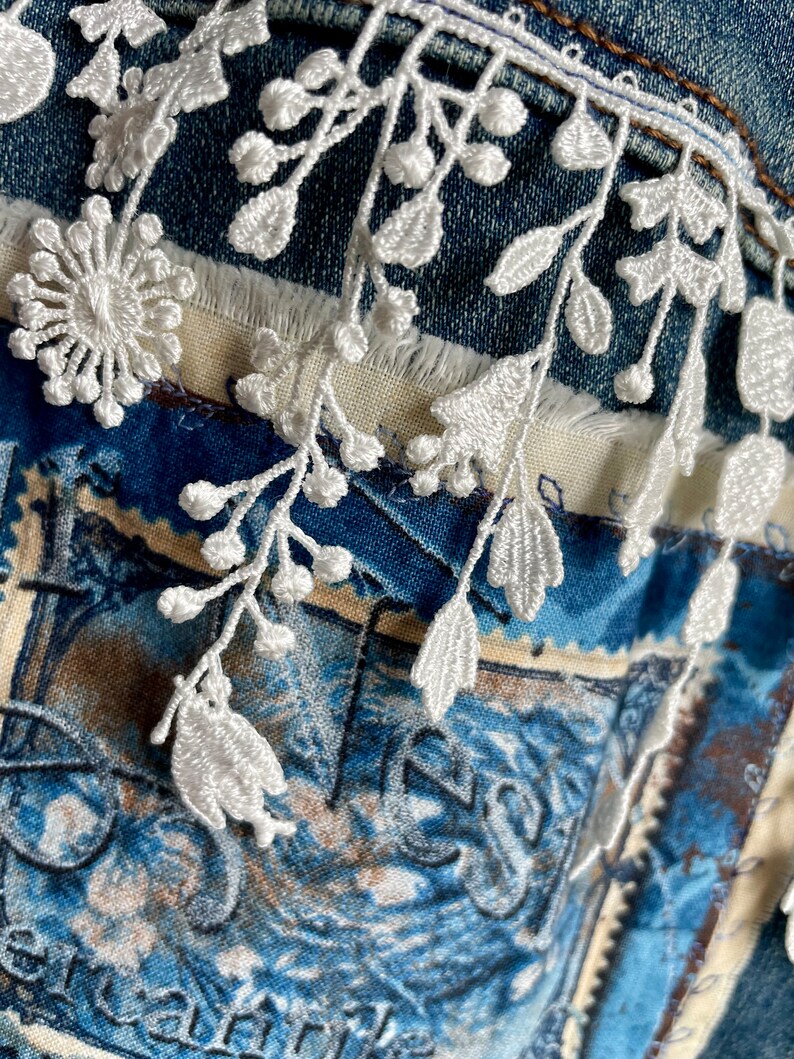 Upcycled Denim Jacket With Bird - Etsy