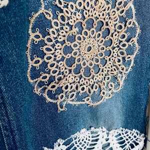 Upcycled Denim Jeans With Lace - Etsy