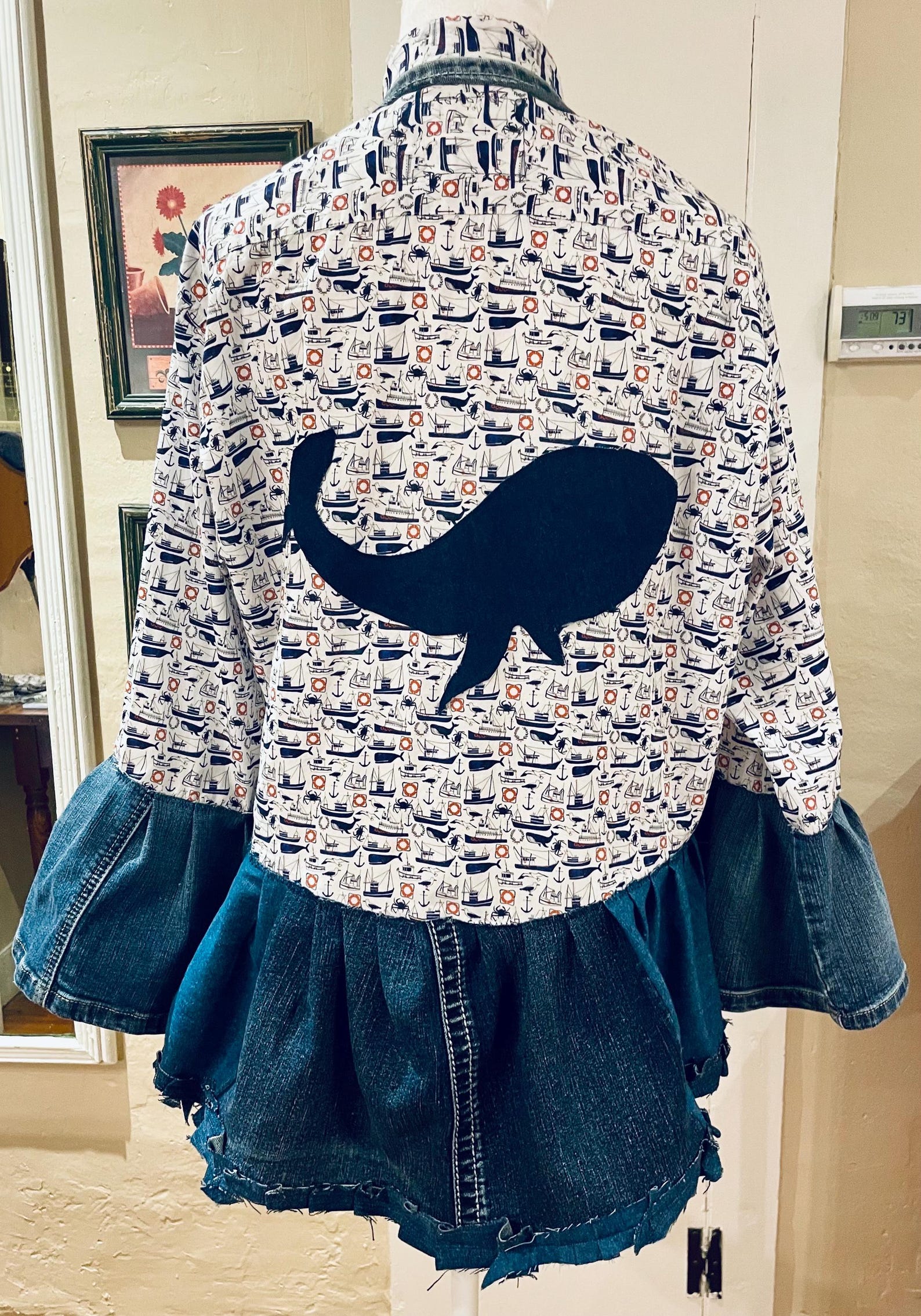 Upcycled Nautical Jacket With a Whale Applique. - Etsy