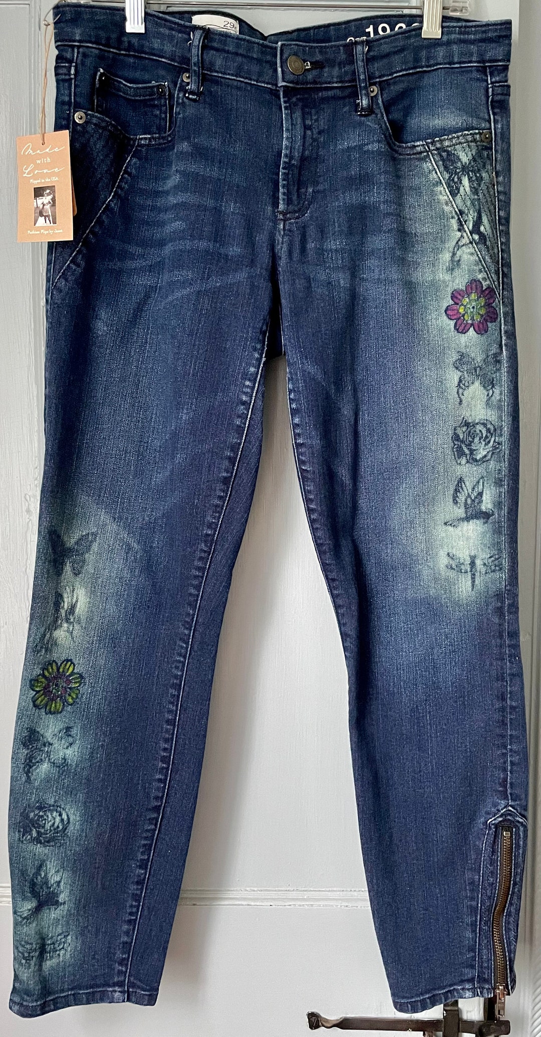 Upcycled Funky Stenciled Jeans - Etsy