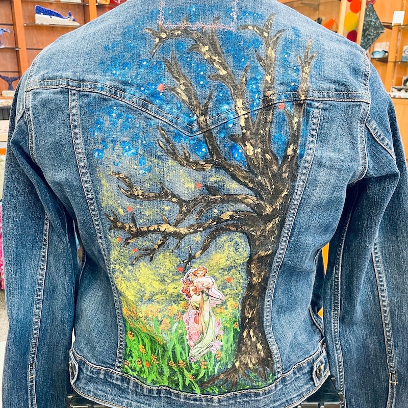 Painted Denim Jacket - Etsy