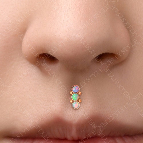 Opal Lip Piercing Bioflex Medusa Labret Lip Ring Monroe - Etsy