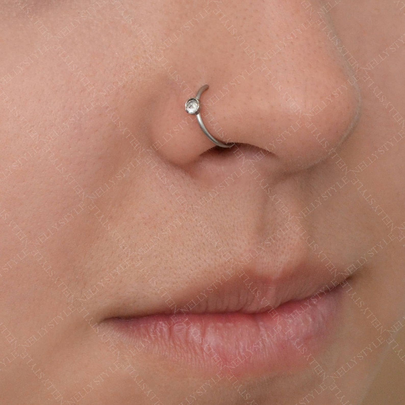 Stainless Steel Nose Ring With CZ Stone - Nose Jewelry - Etsy UK