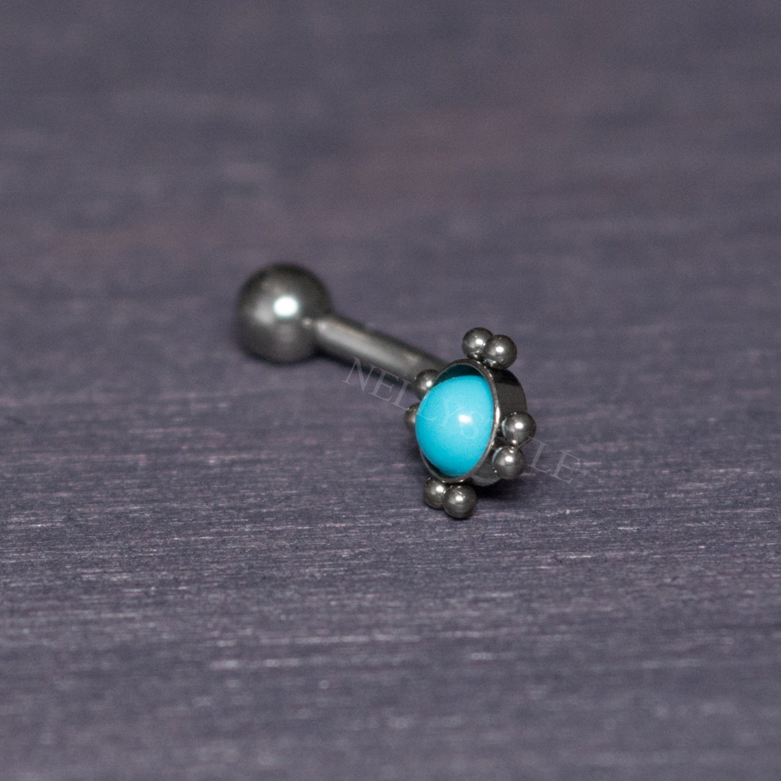 Rook Earring With Turquoise Titanium Eyebrow Piercing - Etsy