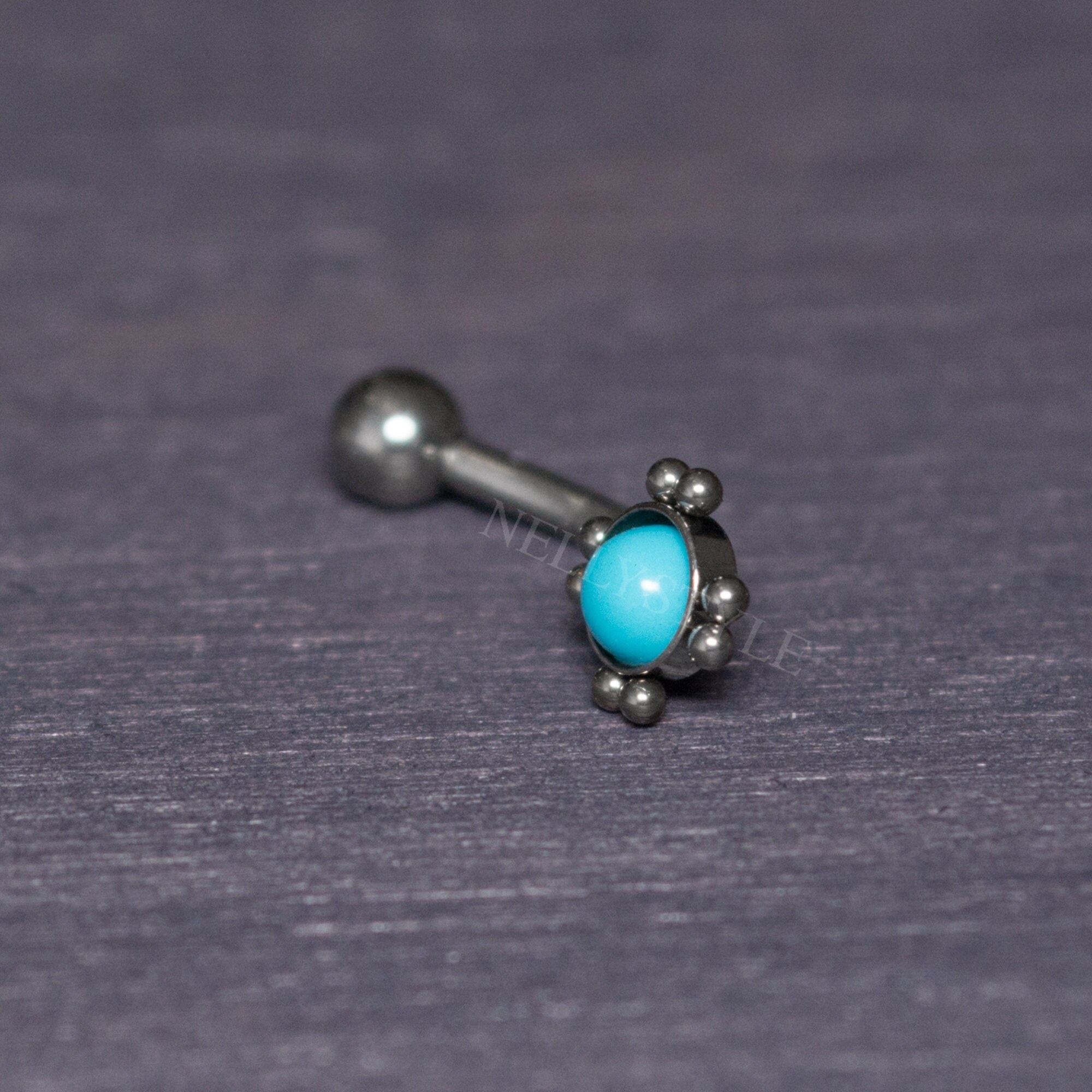 Rook Earring With Turquoise Titanium Eyebrow Piercing - Etsy