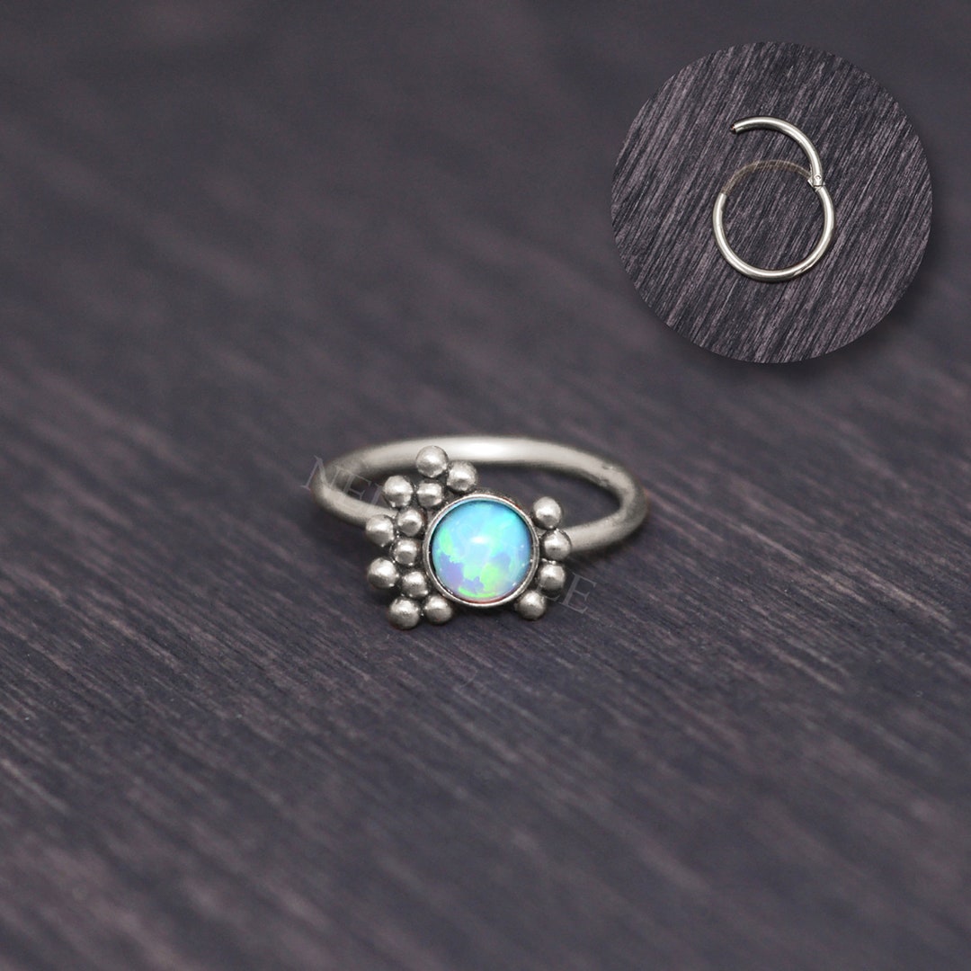 Implant Grade Titanium Tragus Jewelry - Opal Cartilage Hoop, Conch ...