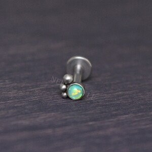 Labret Piercing 316L Surgical Steel - Opal Lip Ring Stud, Monroe ...