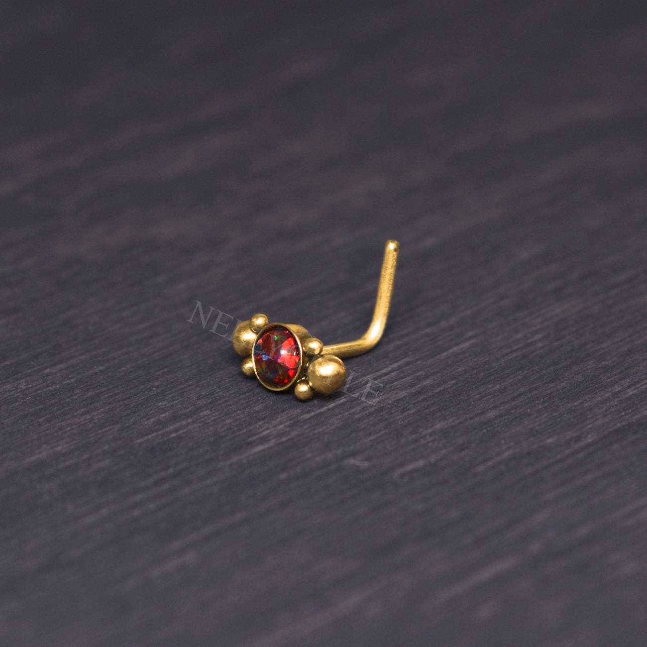 Nose Piercing Ring With Opal Stone 316L Nose Ring 18g Nose - Etsy