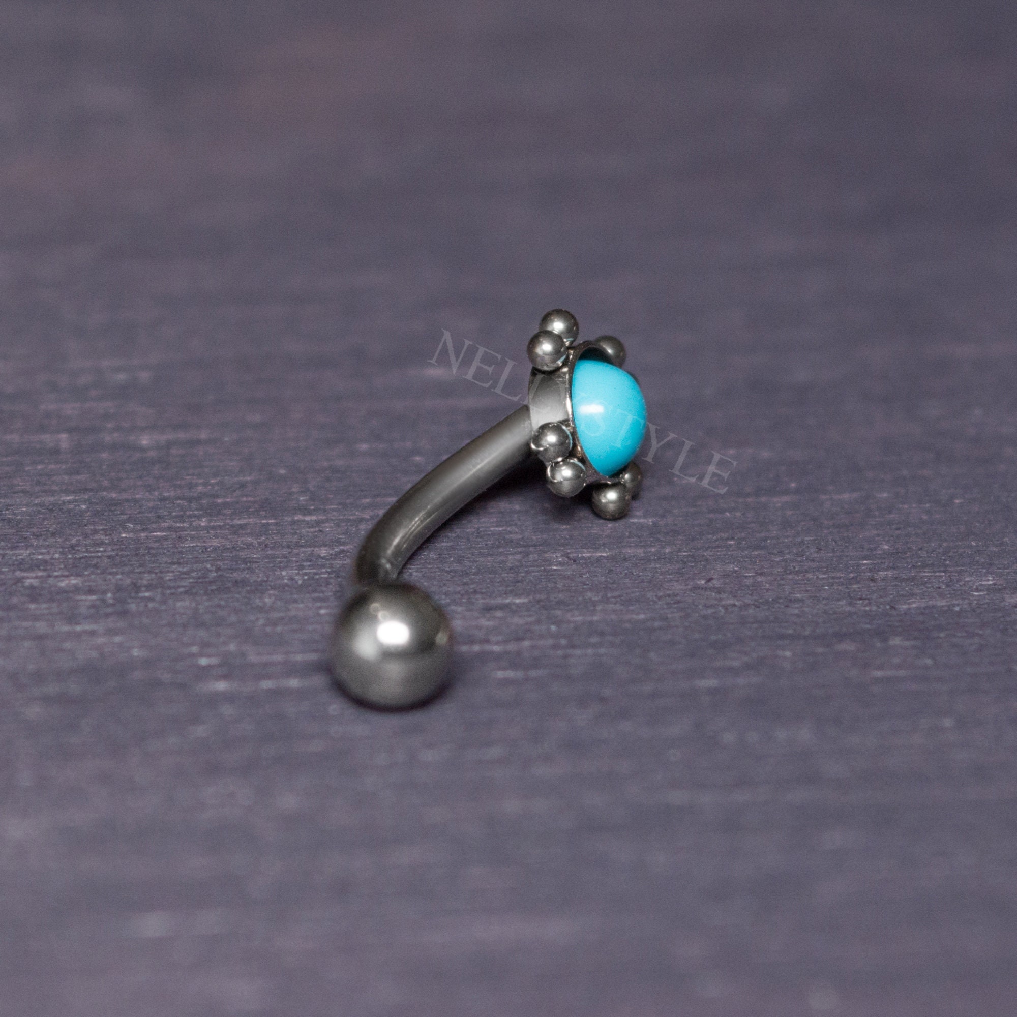 Rook Earring With Turquoise Titanium Eyebrow Piercing - Etsy