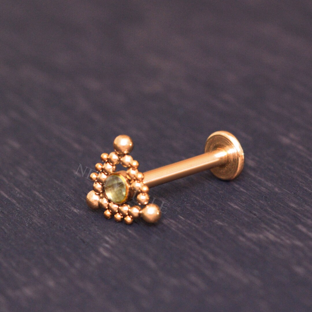Labret Stud - 316L Surgical Steel Lip Stud Flat Back, CZ Monroe Jewelry ...