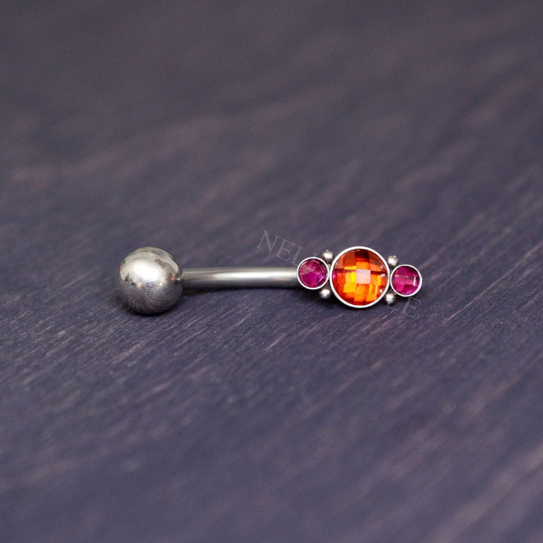 Implant Grade Titanium Belly Bar - Belly Button Ring With CZ, Body ...