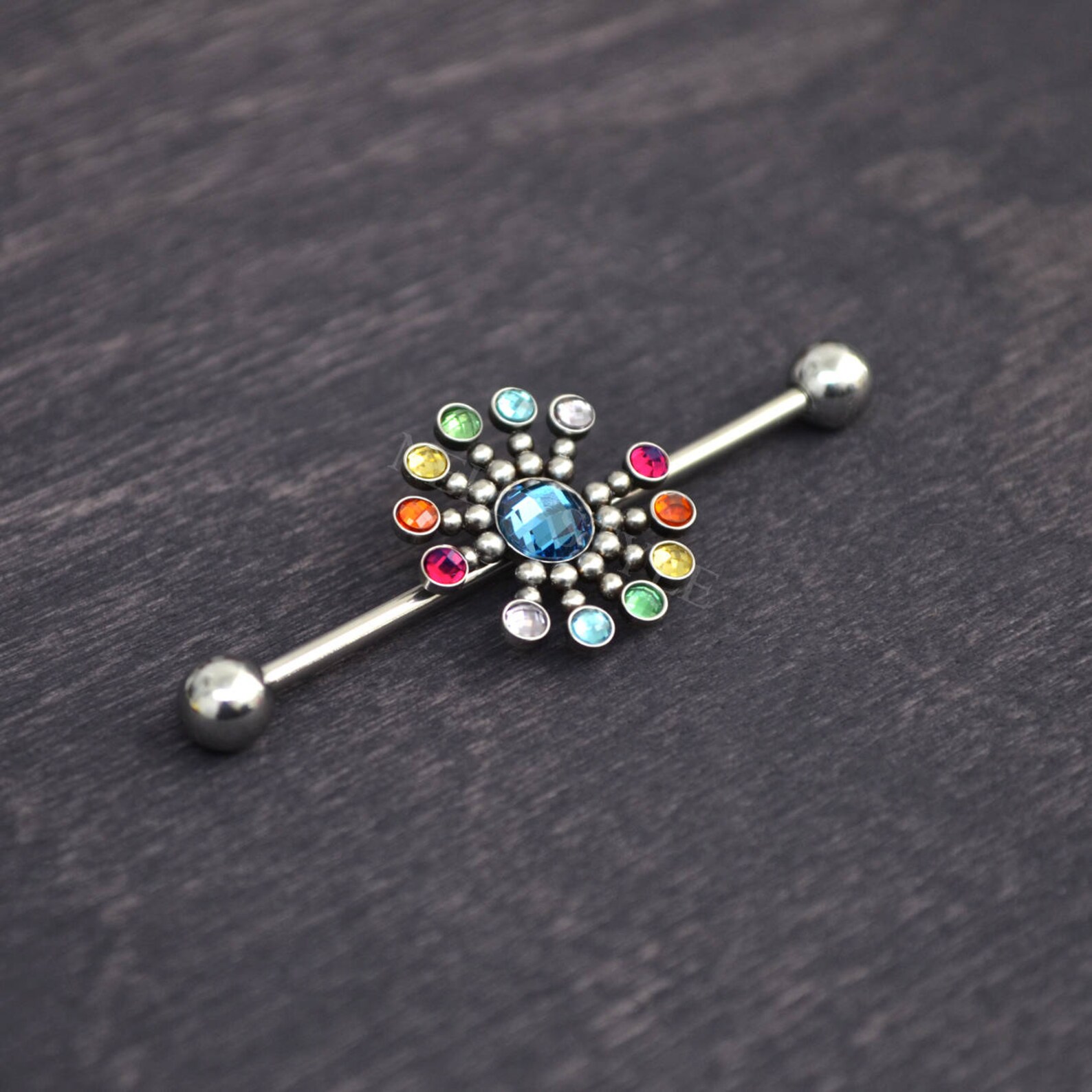 CZ Industrial Piercing Surgical Steel Scaffold Earring - Etsy