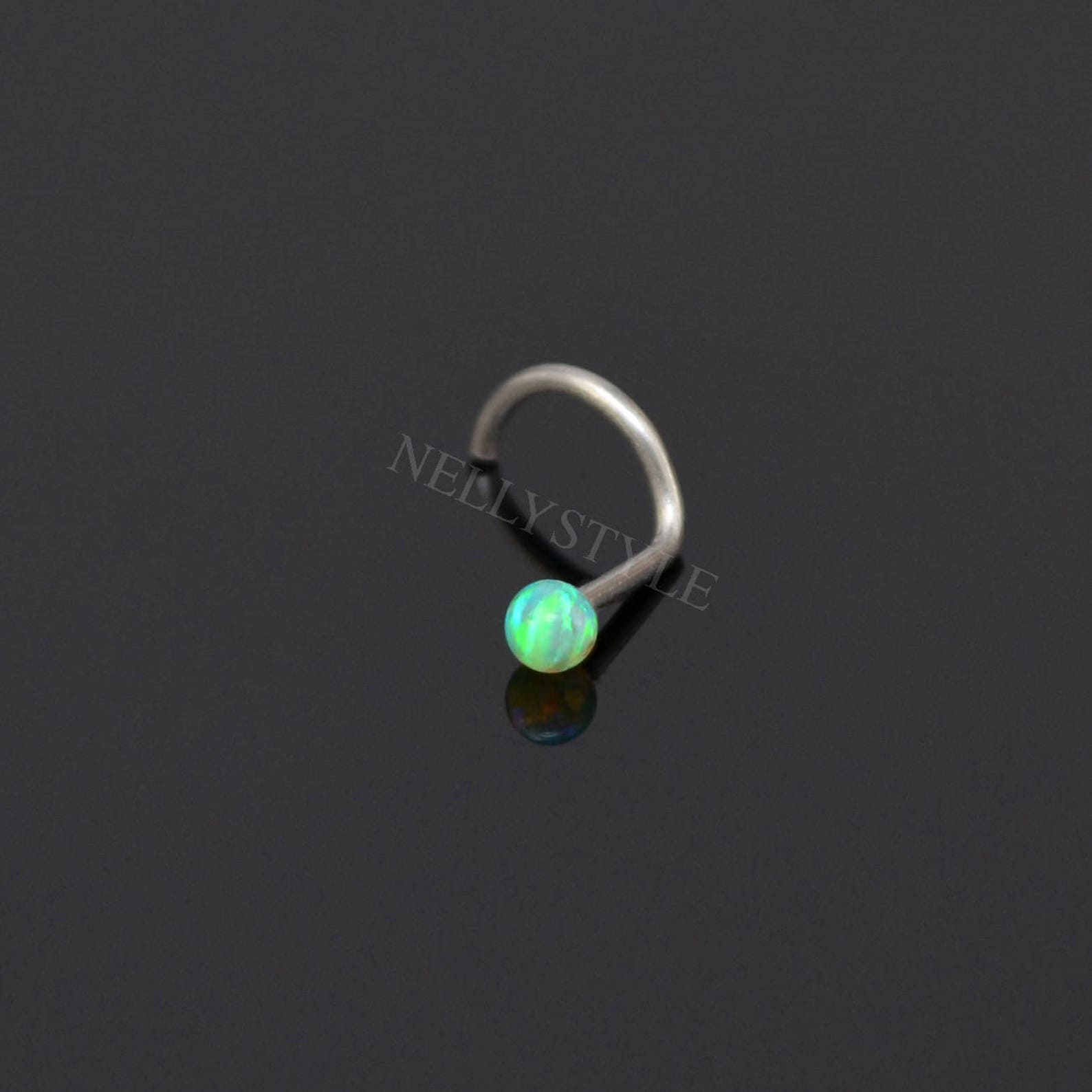 Surgical Steel Nose Ring With Opal Stone - Works as Tragus Earring ...