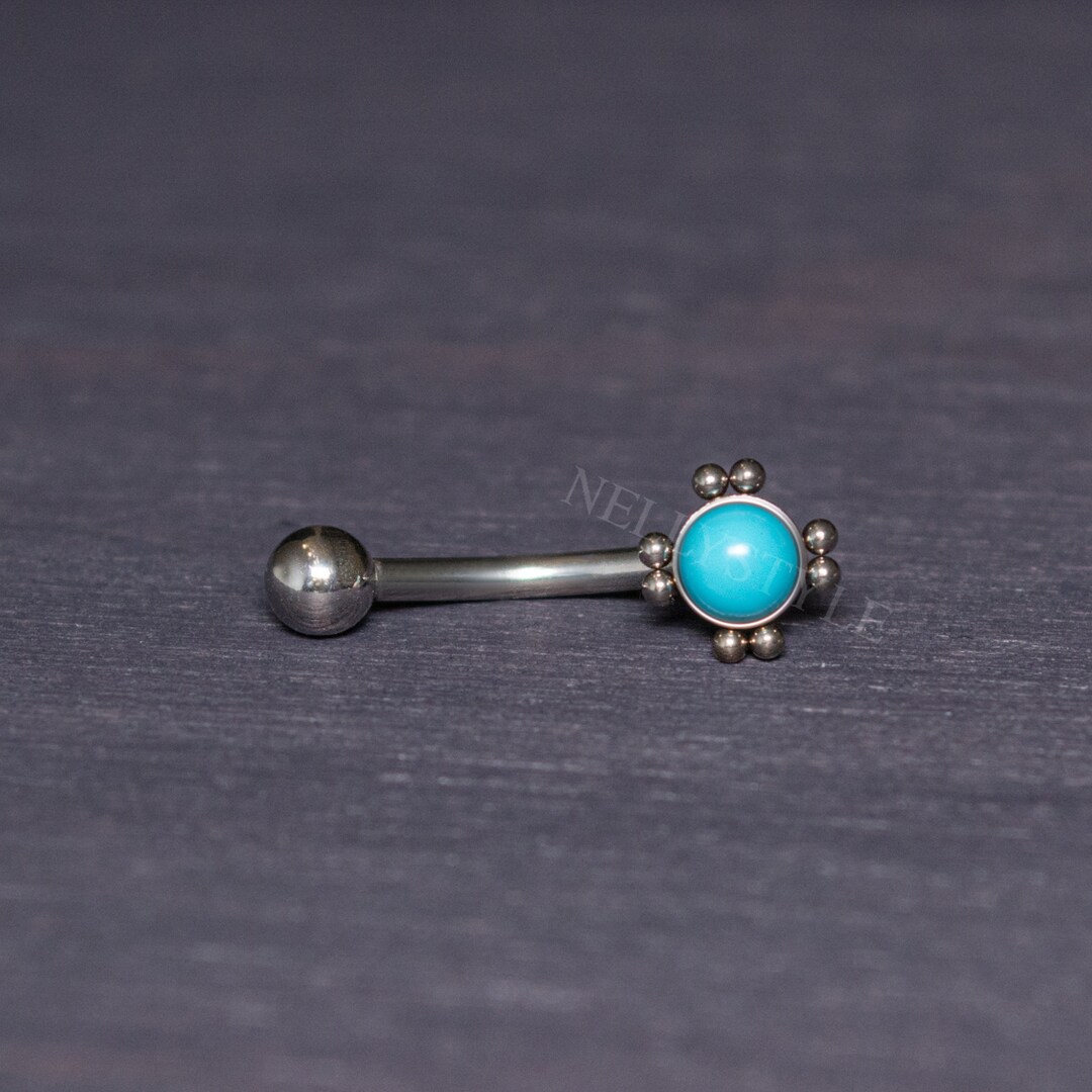 Rook Earring With Turquoise - Titanium Eyebrow Piercing Jewelry ...