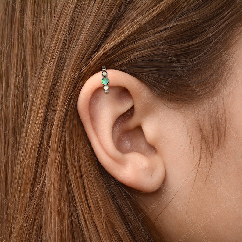 Tragus Hoop Surgical Steel Opal Helix Earring Cartilage - Etsy