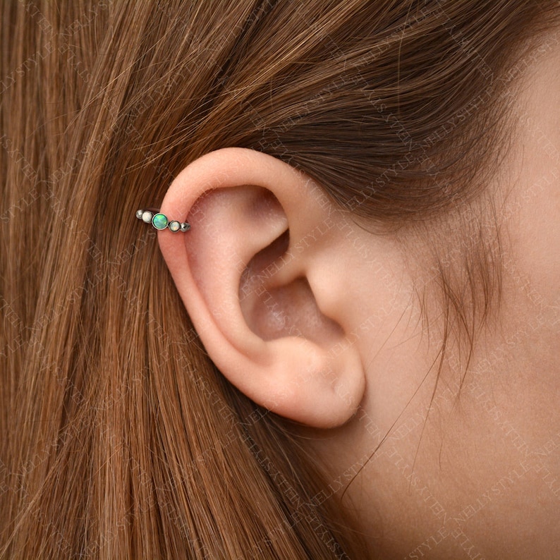 Tragus Hoop Surgical Steel Opal Helix Earring Cartilage - Etsy