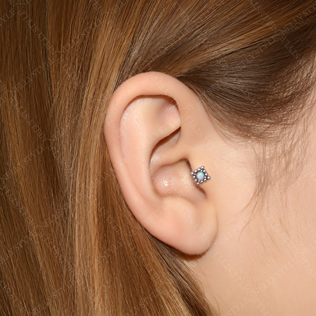 Labret Earring 316L Surgical Steel Internally Threaded - Opal Tragus ...