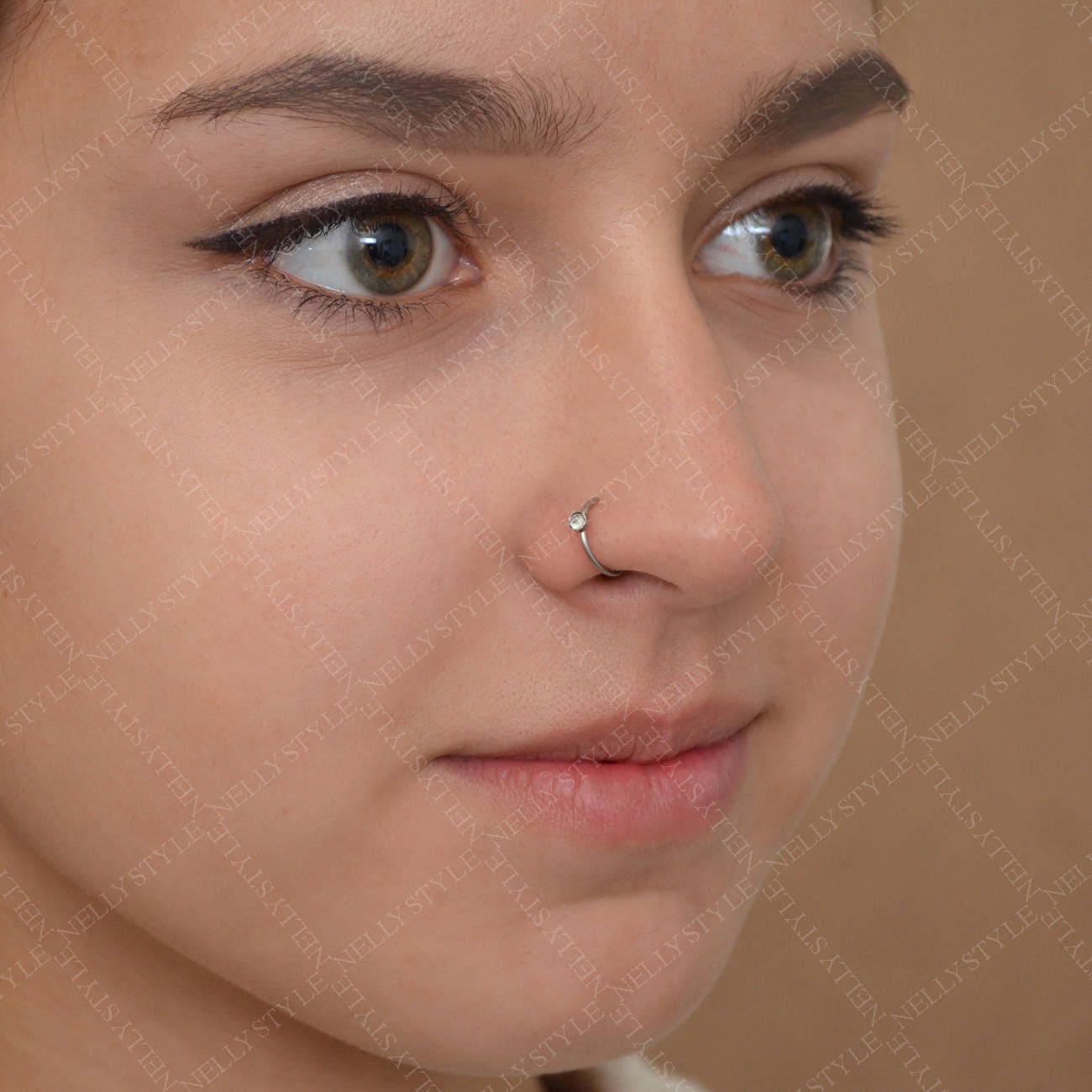 Stainless Steel Nose Ring with CZ stone nose jewelry | Etsy