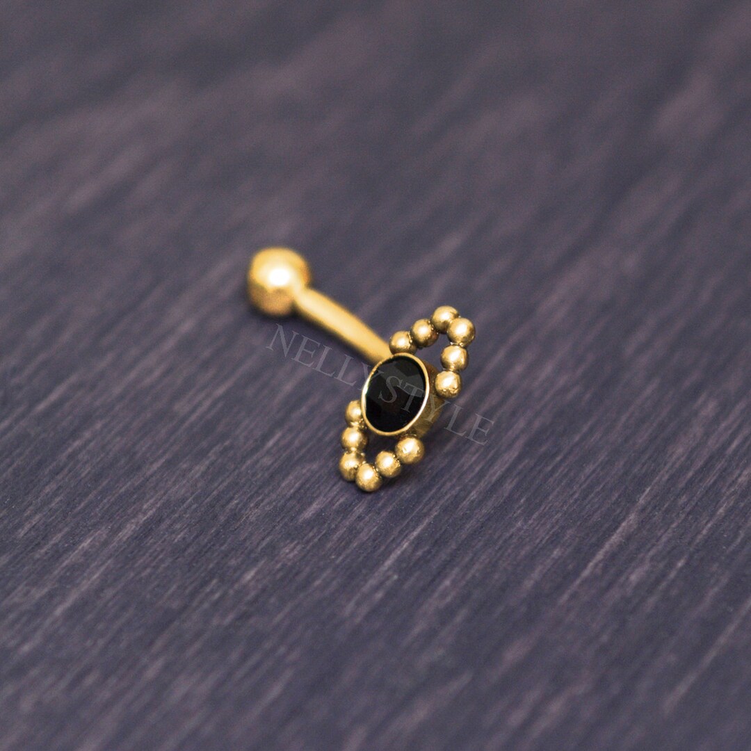 Surgical Steel Eyebrow Ring - Rook Curved Barbell With Onyx, Cartilage ...