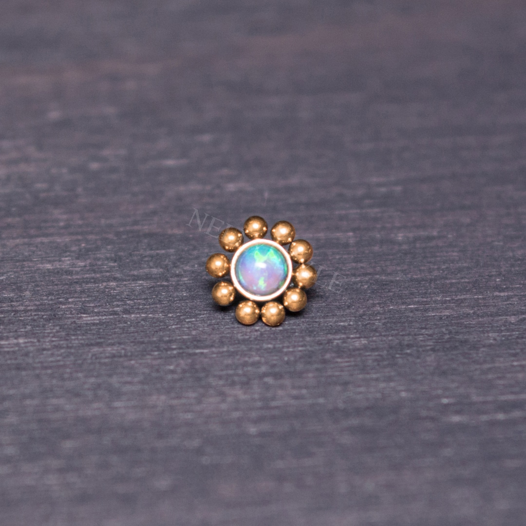 Dermal Top Surgical Steel - Internally Threaded Dermal With Opal - Etsy